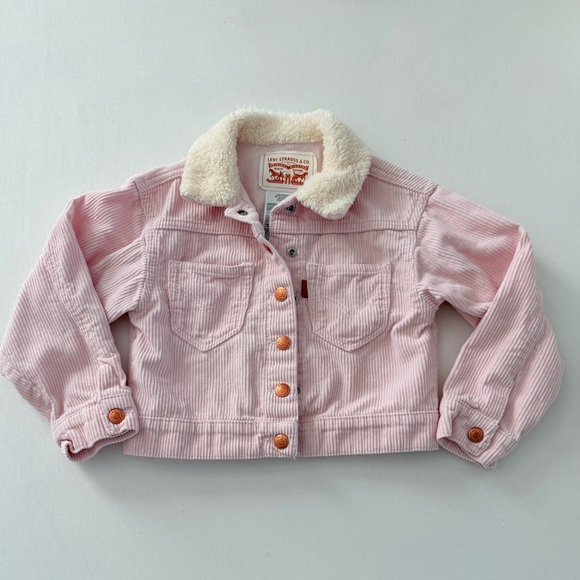 Levi's | Jackets & Coats | Liek New Levis Girls Pink Corduroy Trucker ...